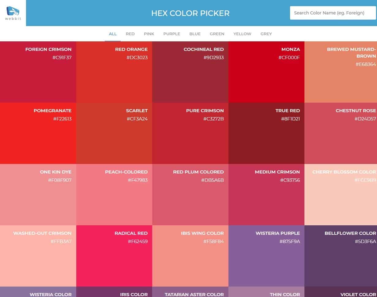 Online Color Picker for Web Designer - Webbit